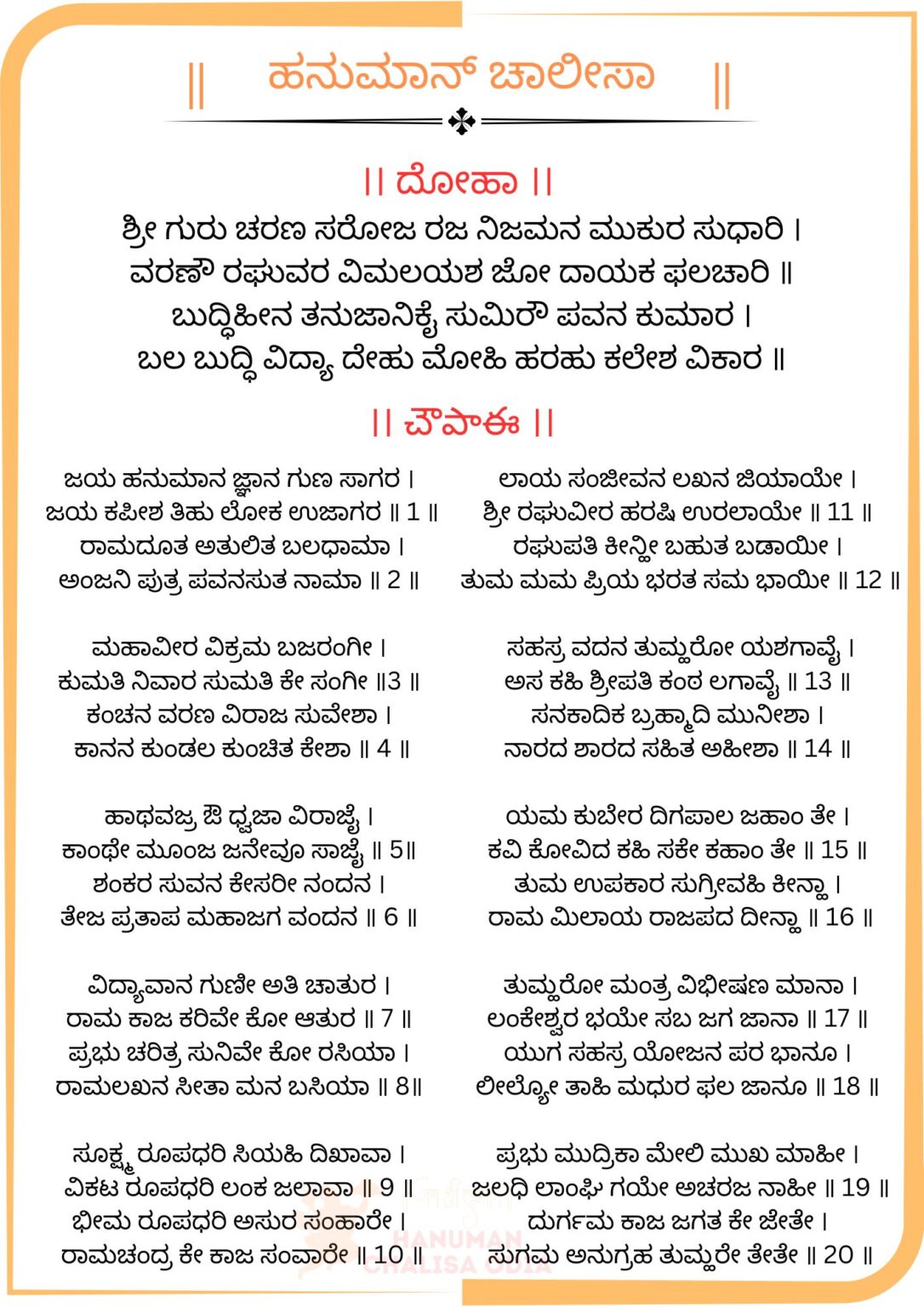 Hanuman Chalisa in Kannada | ಹನುಮಾನ್ ಚಾಲೀಸಾ – Hanuman Chalisa Odia