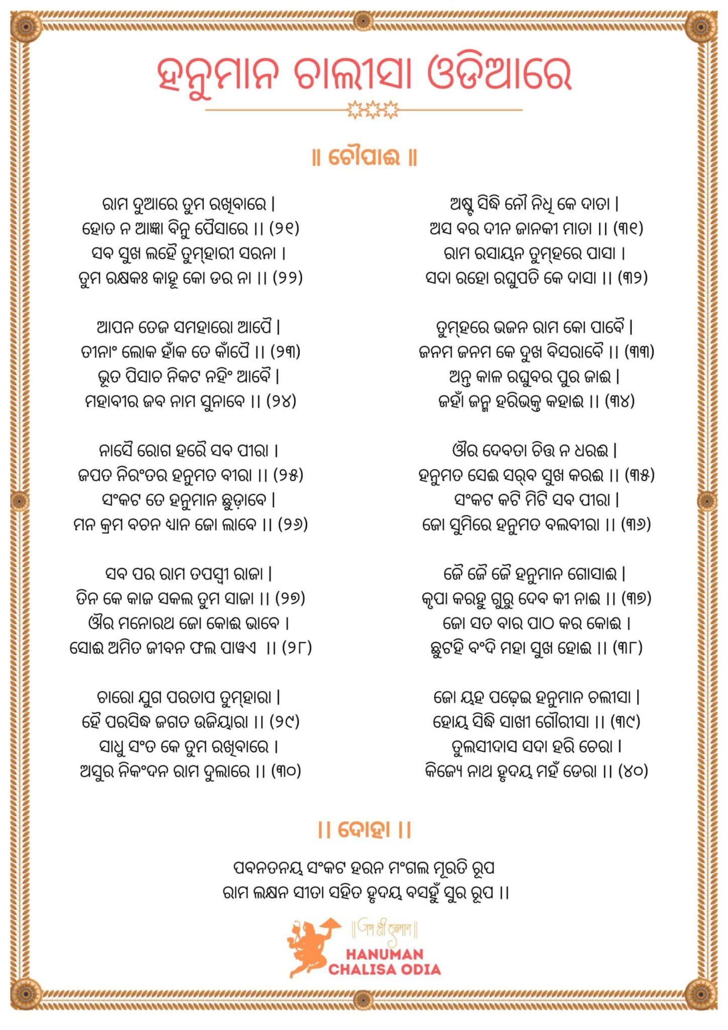 Hanuman Chalisa Odia – Find Divine Post Of Hanuman Ji in Odia